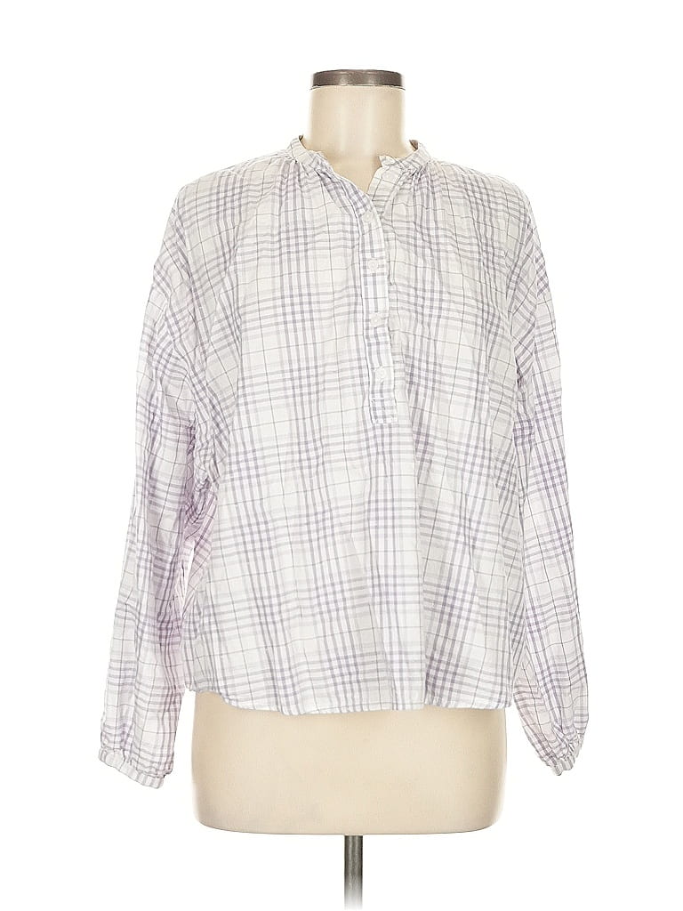 Universal Thread Checkered-gingham White Long Sleeve Blouse Size M - 36 ...