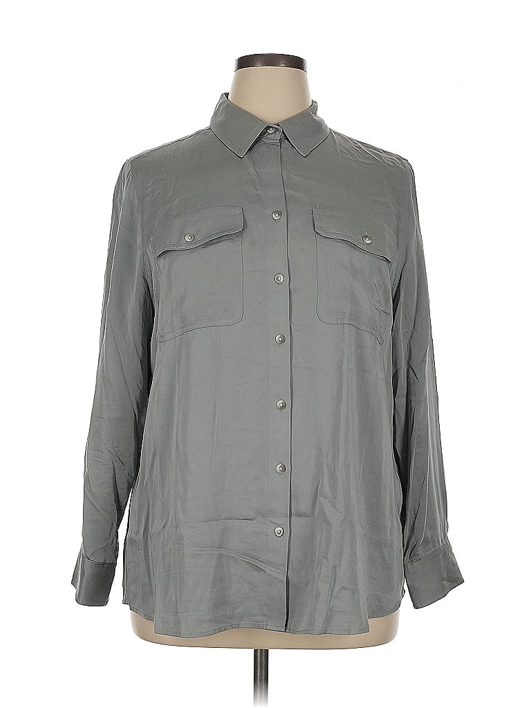 Chico's 100% Modal Gray Long Sleeve Button-Down Shirt Size XL - 76% off ...