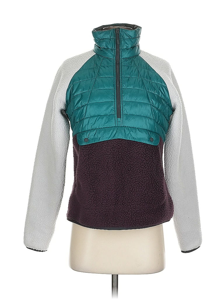 Mountain Hardwear 100% Polyester Color Block Teal Green Fleece Size S ...