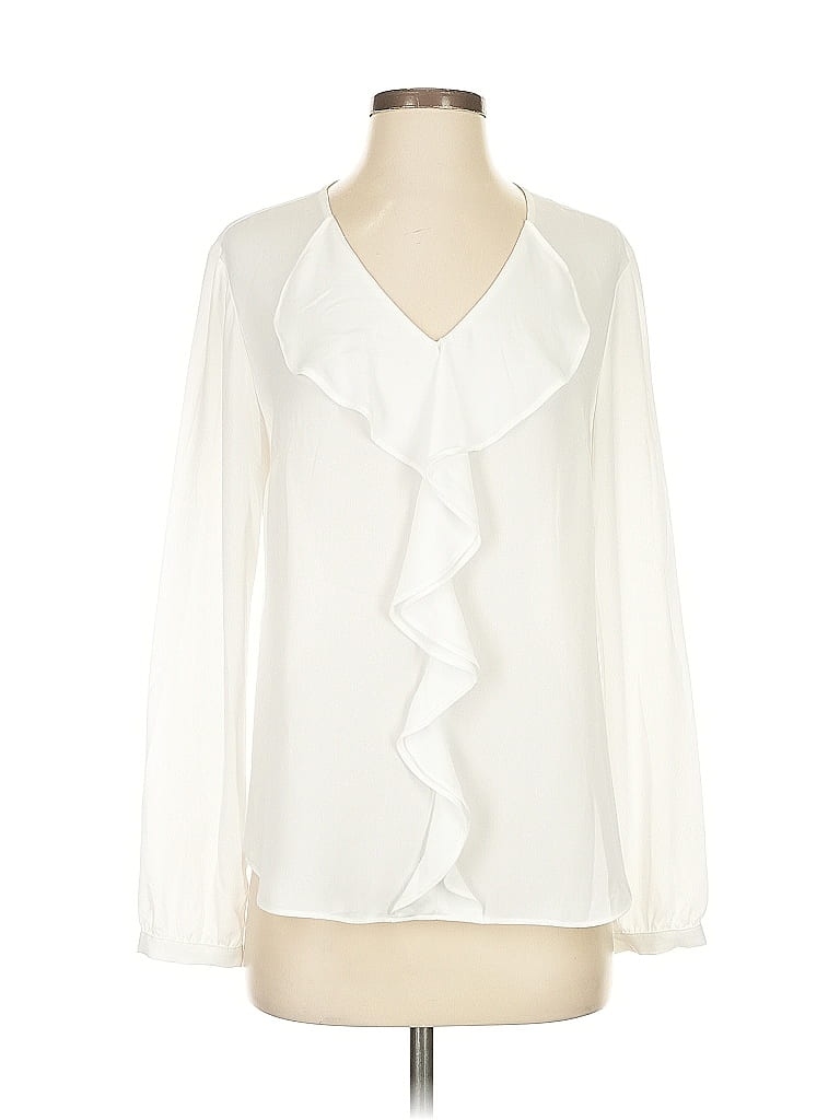 White House Black Market Ivory Long Sleeve Blouse Size 4 - 79% off ...