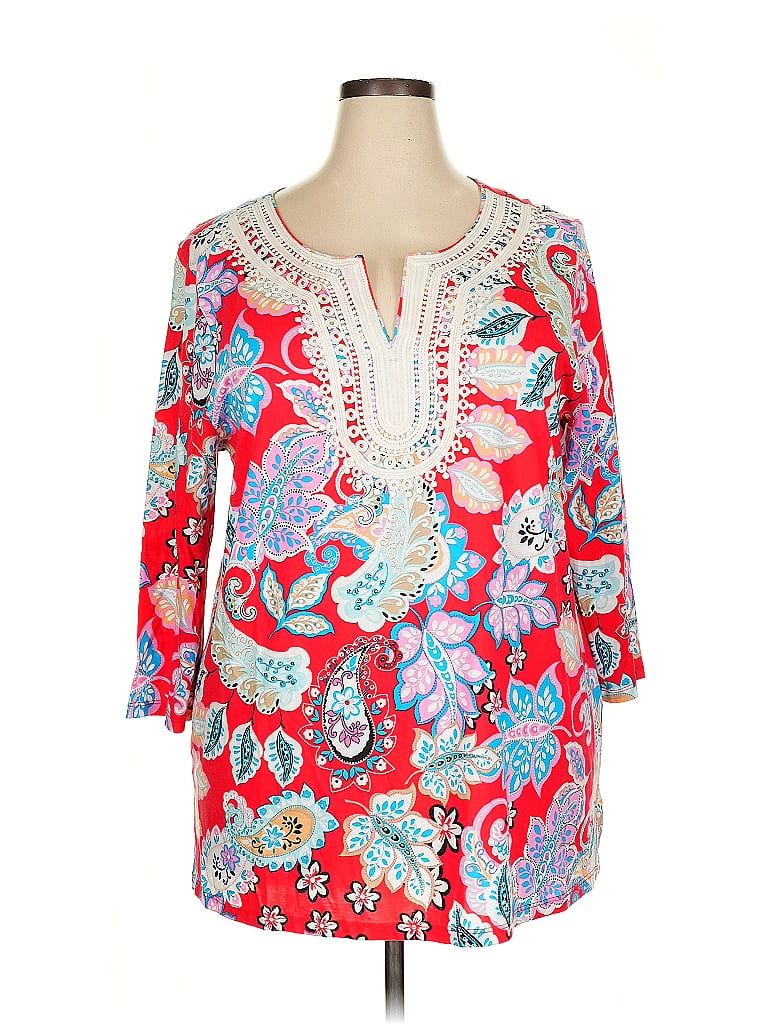 Talbots Red 3/4 Sleeve Blouse Size 2X - 71% off | ThredUp