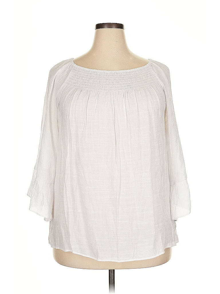 Zac & Rachel Ivory 3/4 Sleeve Blouse Size 2X - 50% off | ThredUp