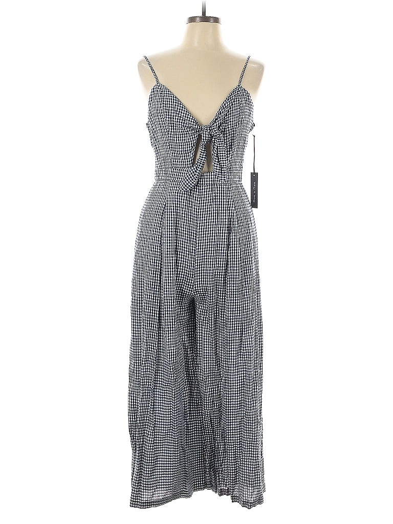 Doe & Rae Checkered-gingham Gray Blue Jumpsuit Size L - 69% off | ThredUp