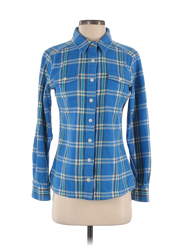 Patagonia 100% Organic Cotton Plaid Blue Long Sleeve Button-Down Shirt Size 4 - 58% off | ThredUp