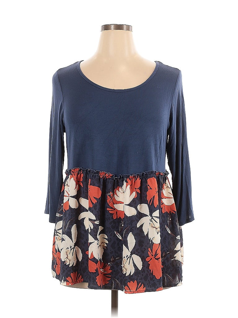 Evri Blue 3/4 Sleeve Top Size 0X - 37% off | ThredUp