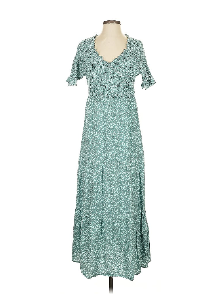 Polagram 100% Rayon Teal Casual Dress Size L - 49% off | ThredUp