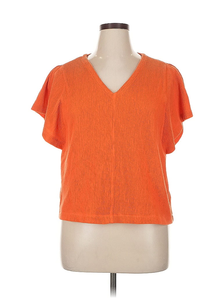 Free Assembly Orange Short Sleeve Blouse Size XL - 54% off | ThredUp