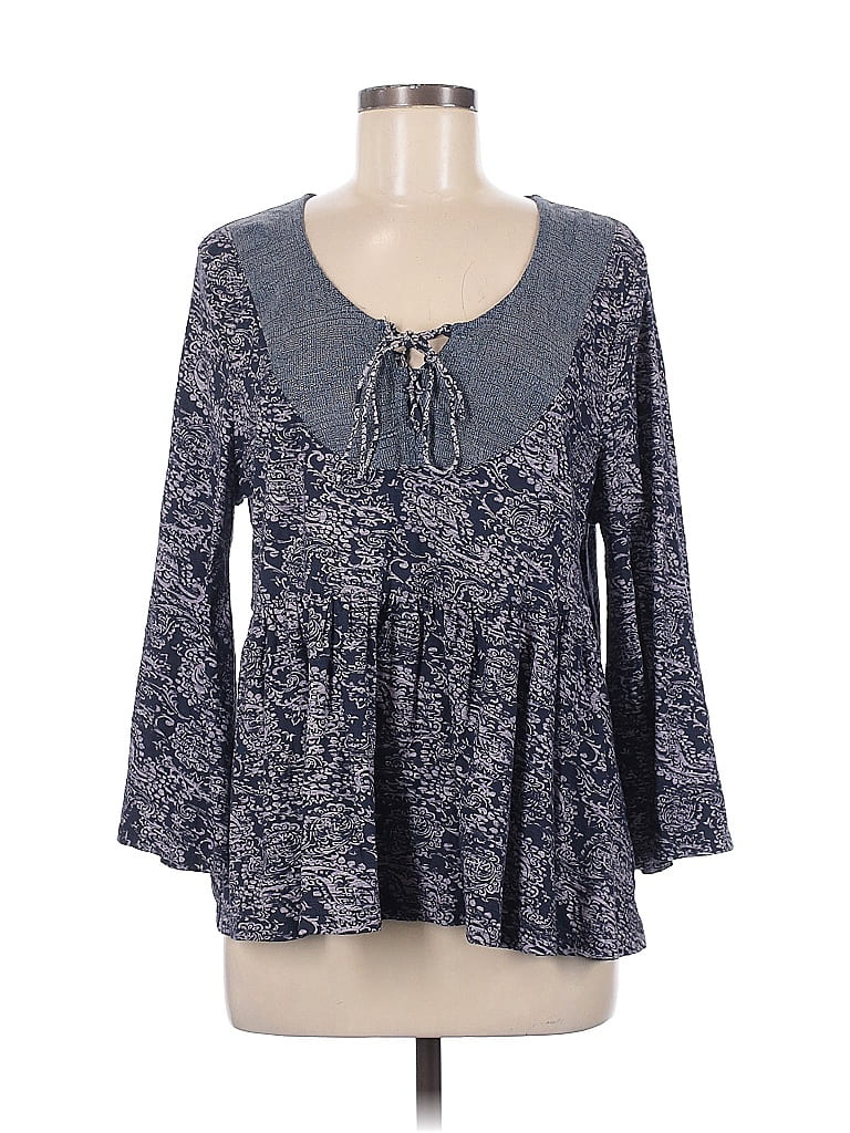 Akemi + Kin 100% Cotton Blue 3/4 Sleeve Blouse Size M - 71% off | ThredUp