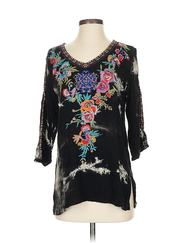 Calessa 100% Rayon Black 3/4 Sleeve Blouse Size S - 21% off | ThredUp