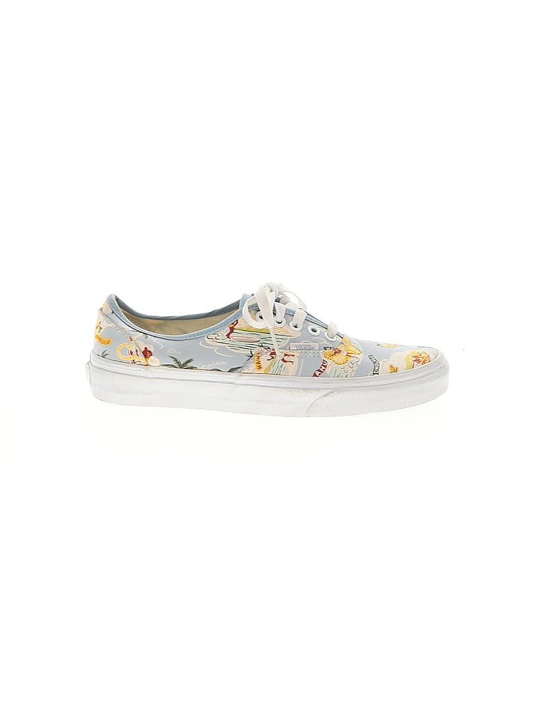 Vans Floral White Blue Sneakers Size 8 - 67% off | ThredUp