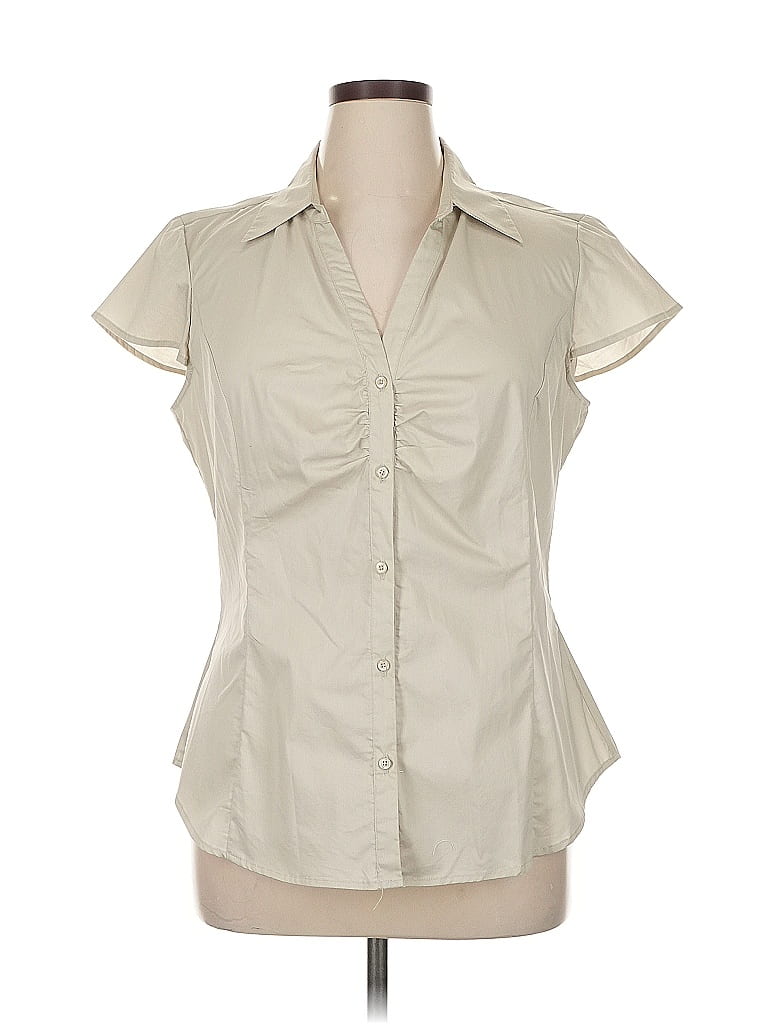 Signature by Larry Levine Ivory Sleeveless Button-Down Shirt Size XL ...