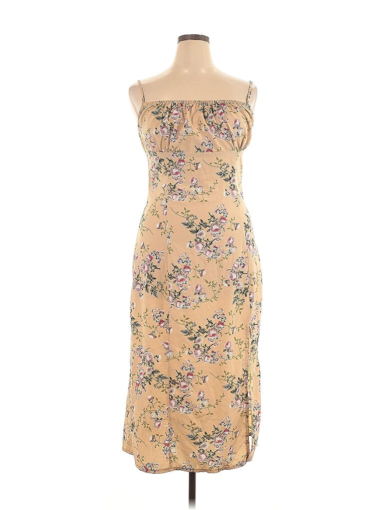 Shein Floral Tan Cocktail Dress Size 0X - 45% off | ThredUp