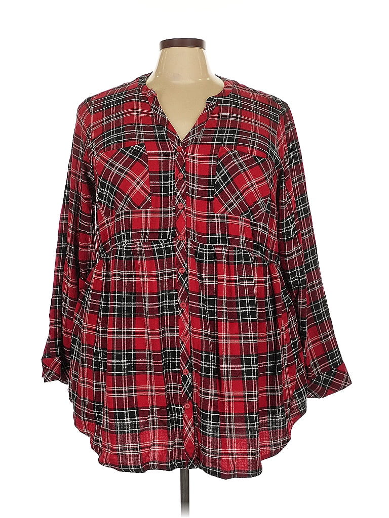 Torrid Plaid Red 3/4 Sleeve Button-Down Shirt Size 4X - 57% off | ThredUp
