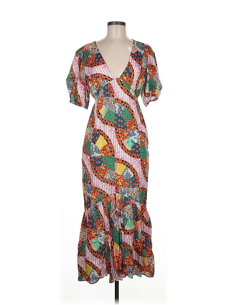 Rhode 100% Viscose Paisley Orange Casual Dress Size 6 - 48% off | ThredUp