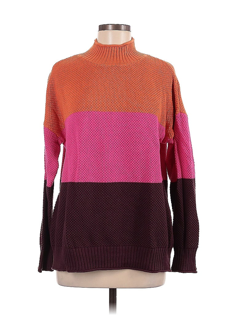 Belle By Kim Gravel Color Block Burgundy Turtleneck Sweater Size M - 71 ...