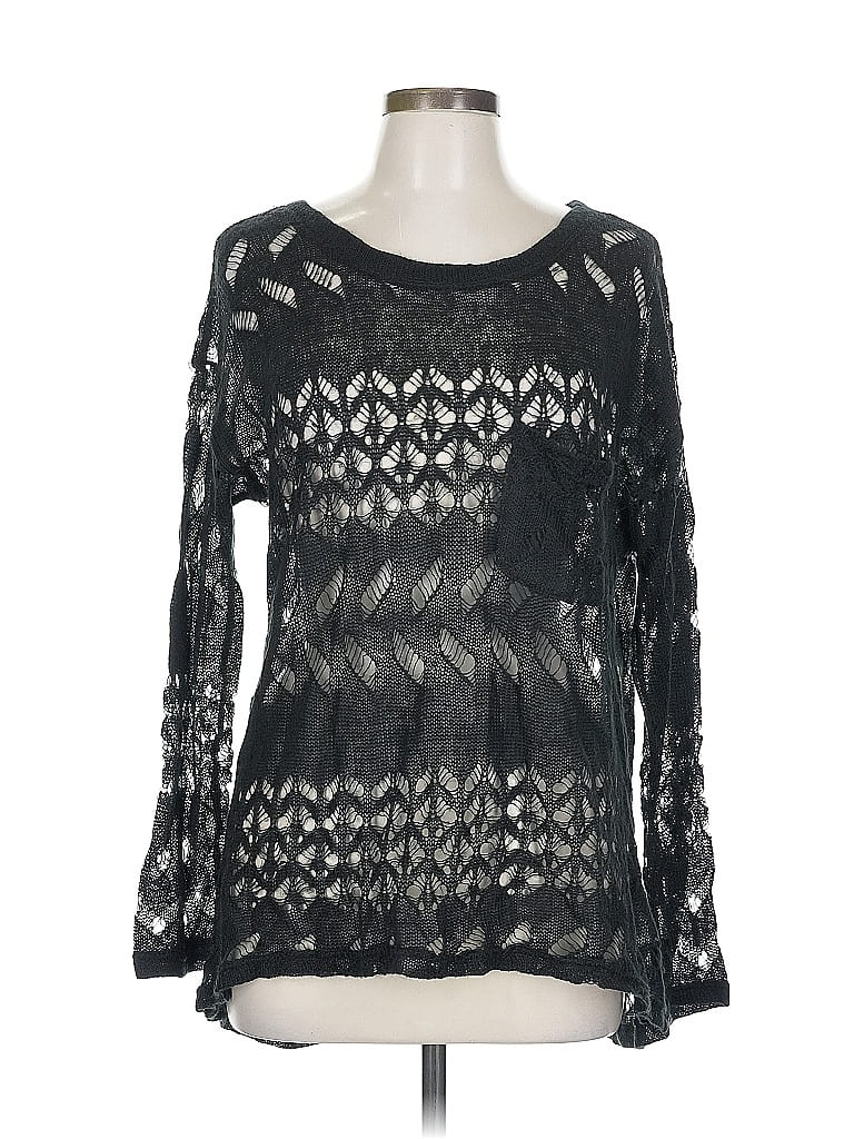 Ryu 100% Acrylic Metallic Black Pullover Sweater Size L - 75% off | ThredUp