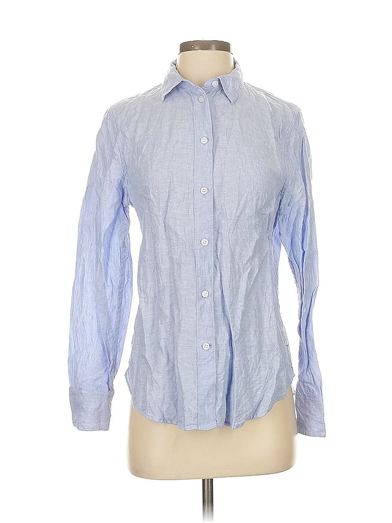 J.Crew 100% Linen Blue Long Sleeve Button-Down Shirt Size 2 - 72% off | ThredUp