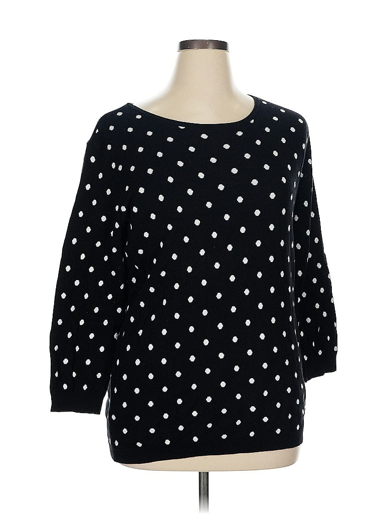 Basic Editions Polka Dots Black Pullover Sweater Size XL - 40% off | ThredUp