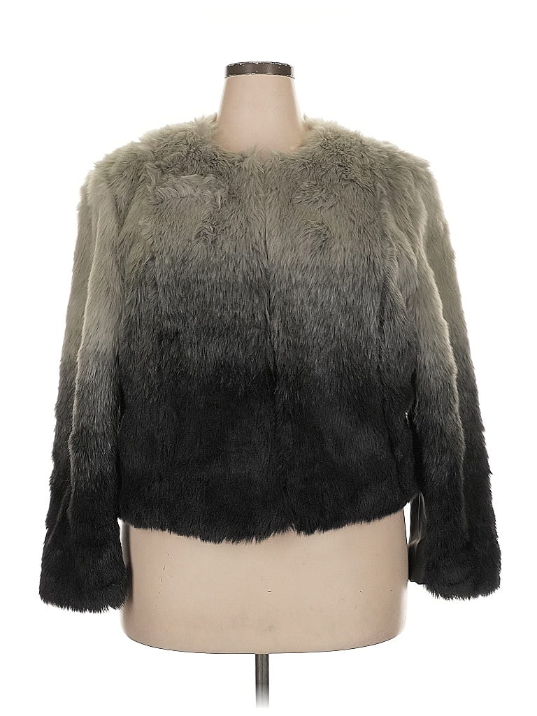 New York & Company 100% Polyester Gray Faux Fur Jacket Size XXL - 67% ...