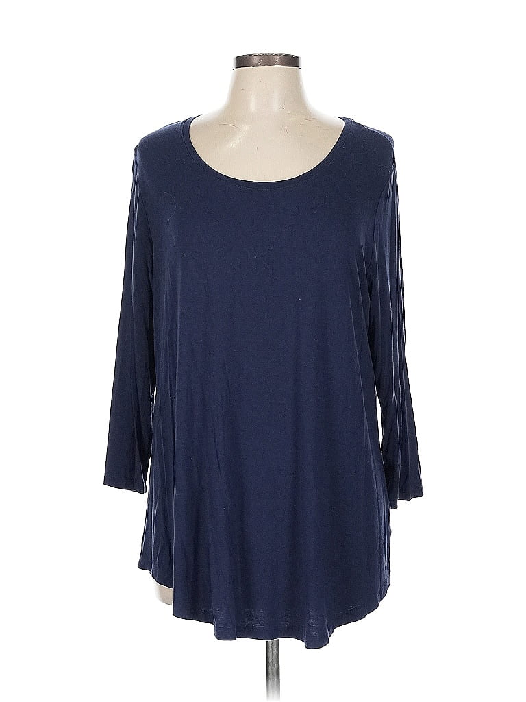 JM Collection Blue 3/4 Sleeve Top Size L - 36% off | ThredUp