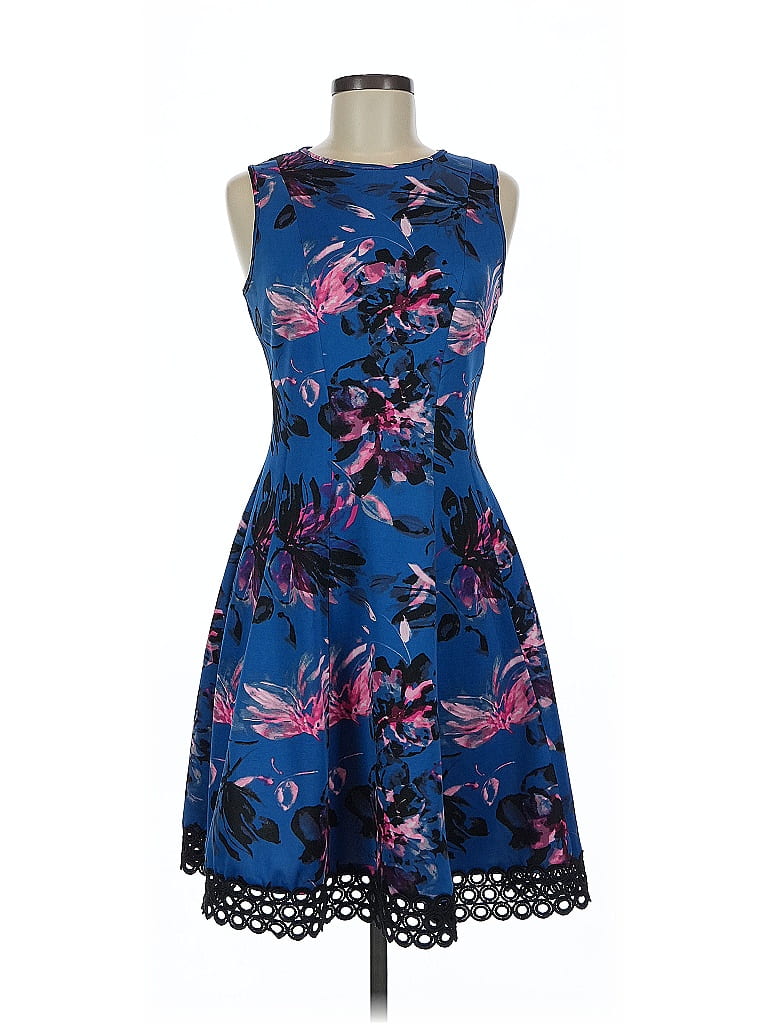 Donna Ricco Print Blue Cocktail Dress Size 8 - 75% off | ThredUp