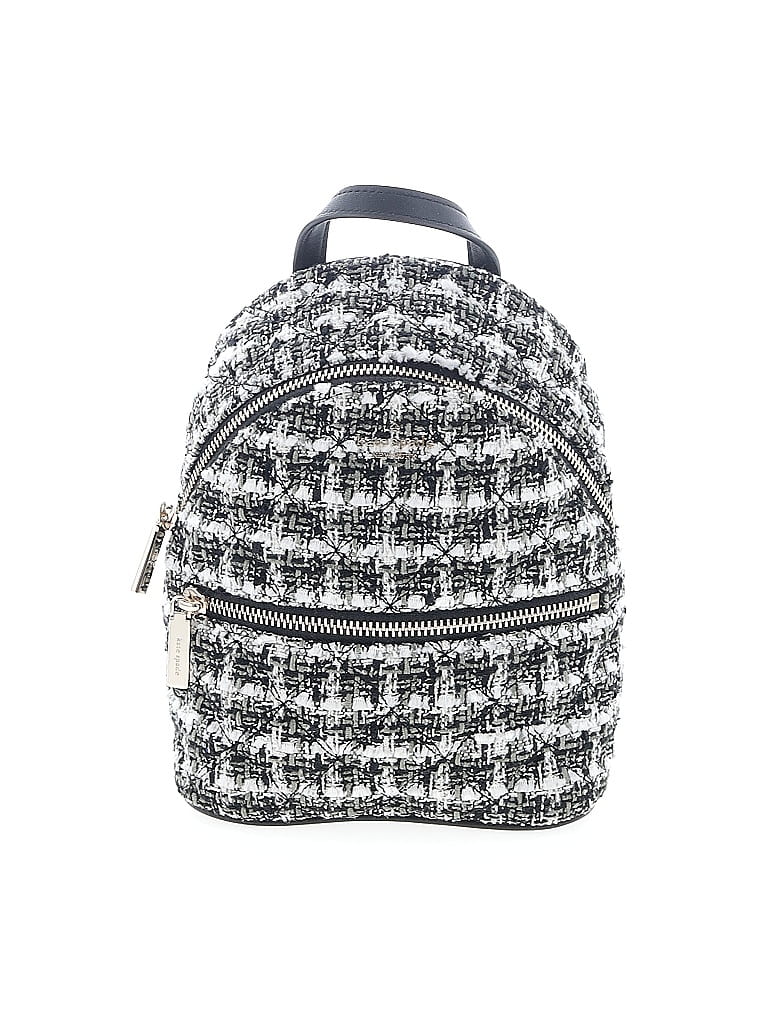 Kate Spade New York 100% Polyurethane Houndstooth Gray Black Backpack ...