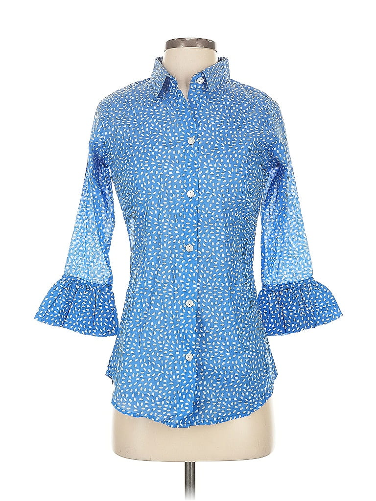Gretchen Scott Designs 100% Cotton Blue Long Sleeve Button-Down Shirt Size S - 73% off | ThredUp