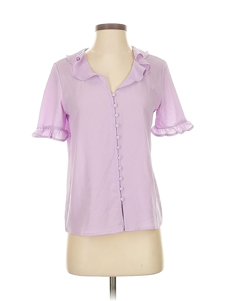 CeCe Purple Short Sleeve Blouse Size XS - 73% off | ThredUp
