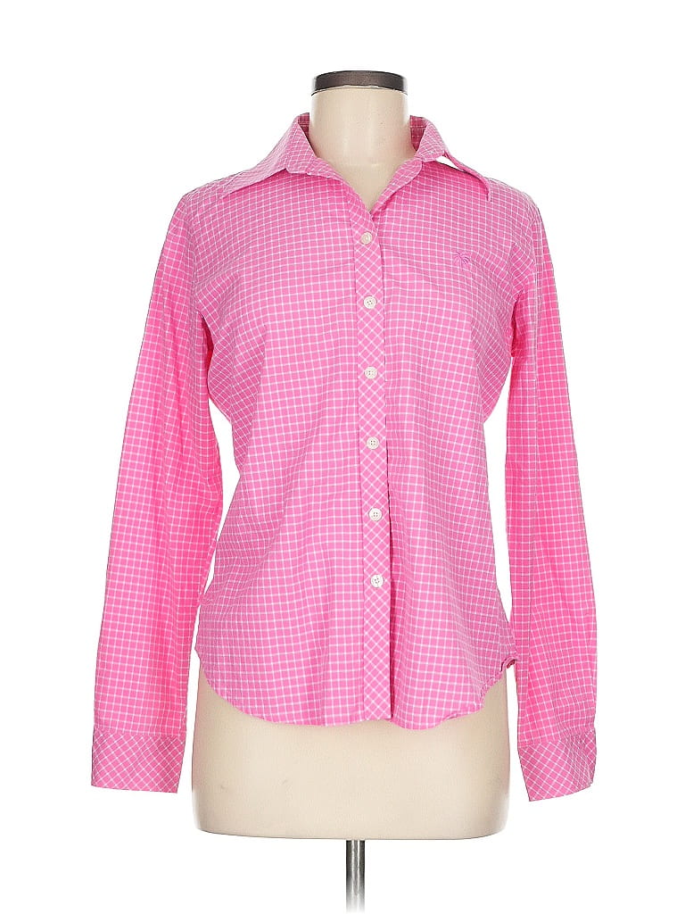 Lilly Pulitzer 100% Cotton Checkered-gingham Pink Long Sleeve Button-Down Shirt Size 8 - 50% off ...