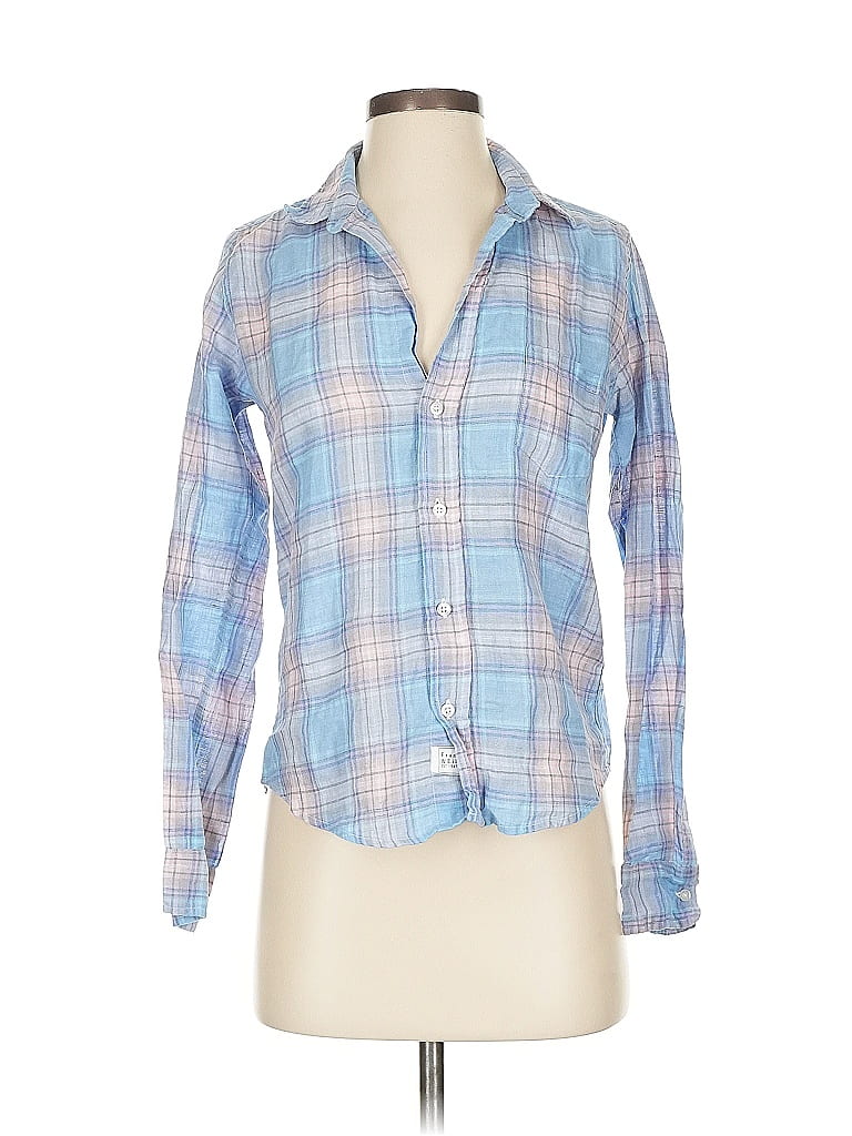 Frank & Eileen 100% Linen Plaid Blue Long Sleeve Button-Down Shirt Size XS - 75% off | ThredUp