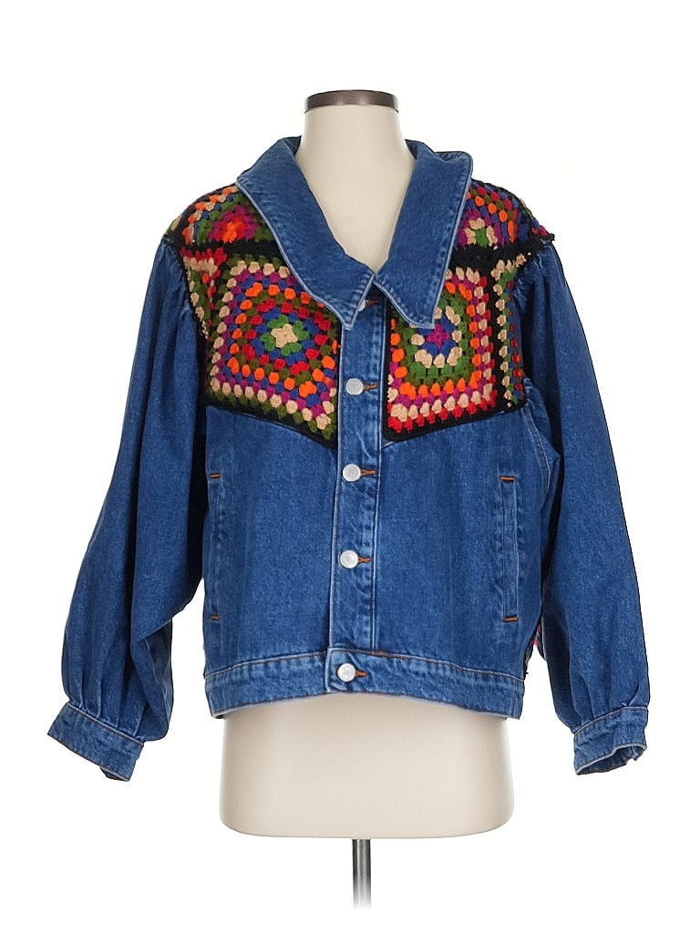 FARM Rio 100% Cotton Hearts Blue Denim Jacket Size XS - 37% off | ThredUp