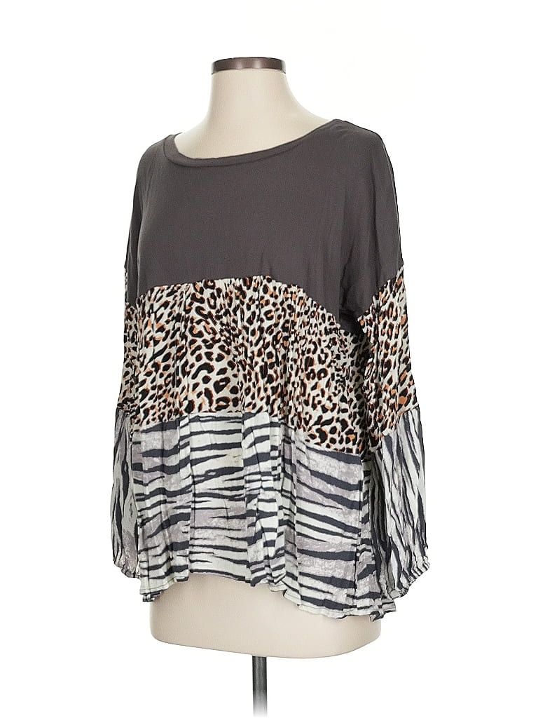 GiGio Animal Print Gray Long Sleeve Blouse Size S - 74% off | ThredUp