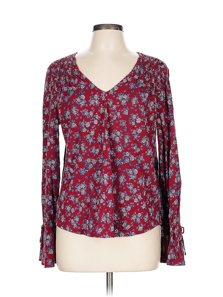 Lucky Brand 100% Cotton Burgundy Long Sleeve Blouse Size L - 68% off | ThredUp