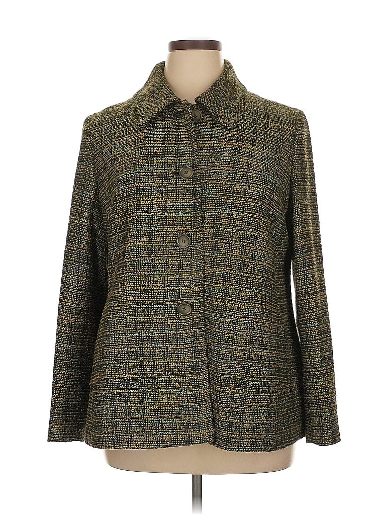 Jones New York Collection 100% Wool Tweed Green Wool Coat Size 1X - 71% ...