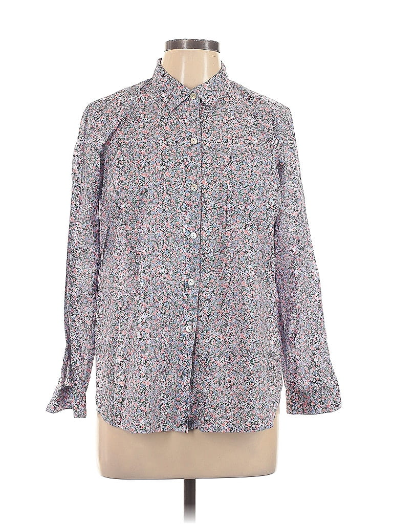 J.Jill 100% Cotton Floral Purple Long Sleeve Button-Down Shirt Size M (petite) - 77% off | ThredUp