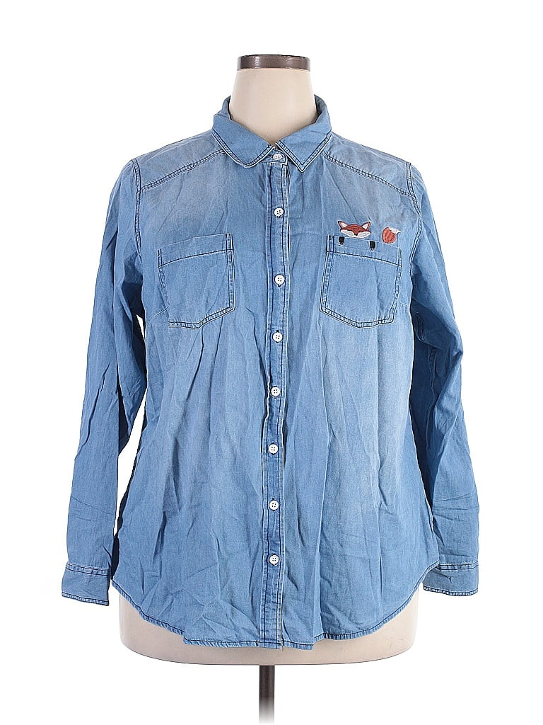 Torrid 100% Cotton Blue Long Sleeve Button-Down Shirt Size 2X - 53% off | ThredUp