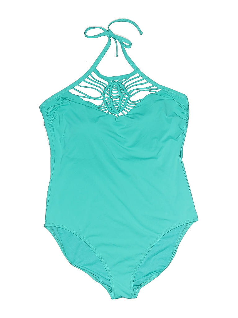Leilani Solid Teal One Piece Swimsuit Size 16 - 60% off | ThredUp