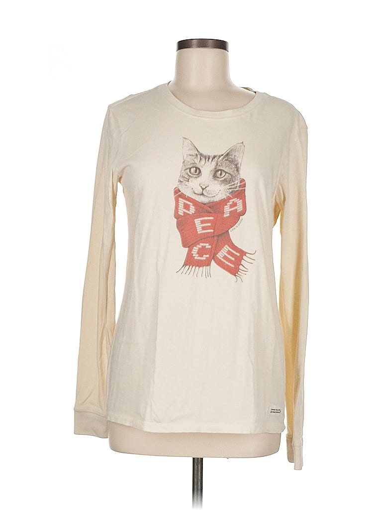 Life Is Good 100% Cotton Ivory Long Sleeve T-Shirt Size M - 40% off ...