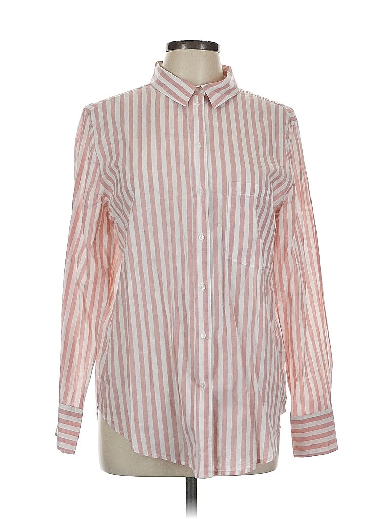 H&M 100% Cotton Stripes Pink Long Sleeve Button-Down Shirt Size 12 - 42% off | ThredUp