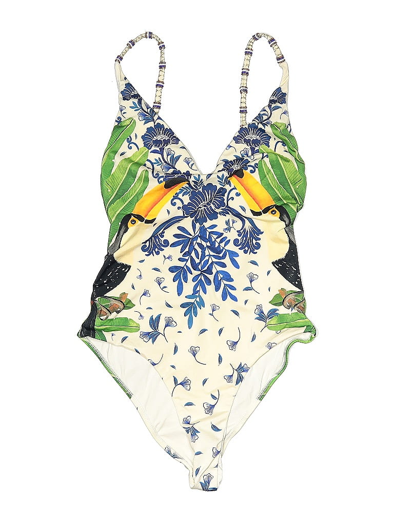 FARM Rio Print Ivory One Piece Swimsuit Size L - 58% off | ThredUp