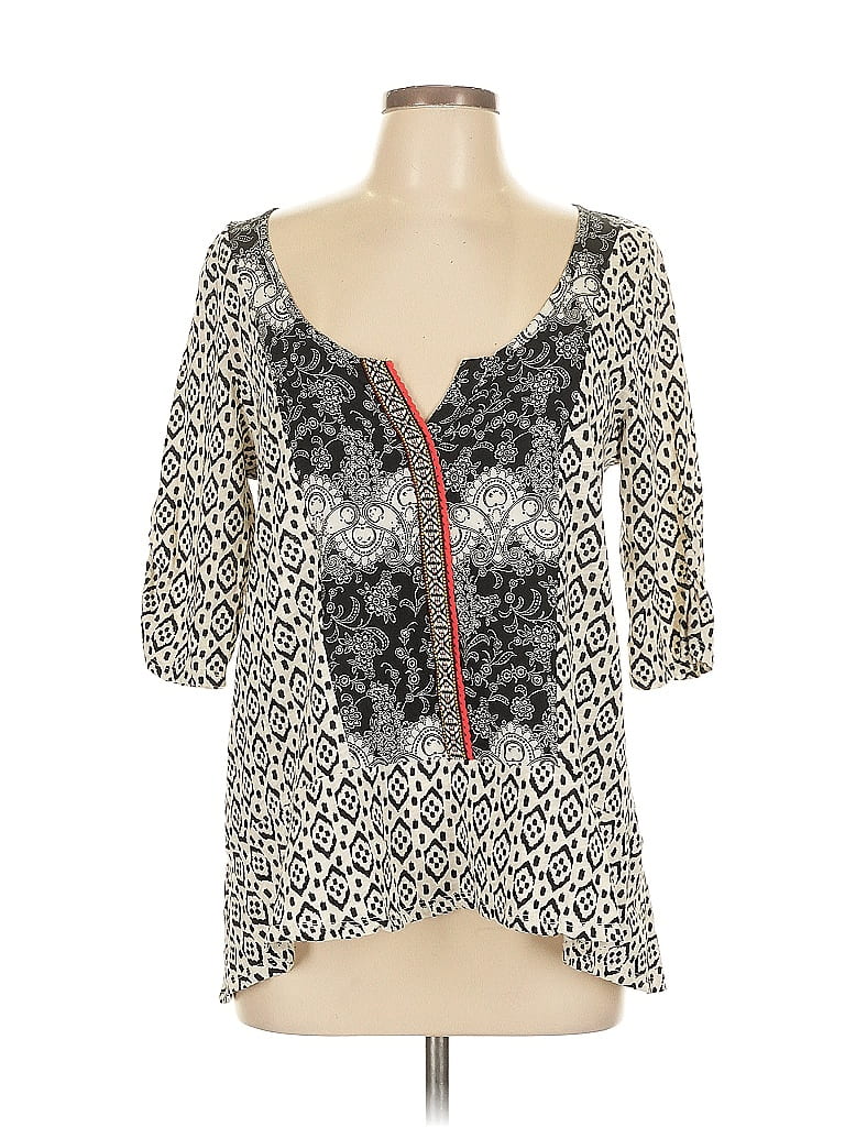 Akemi + Kin 100% Cotton Ivory 3/4 Sleeve Blouse Size L - 70% off | ThredUp