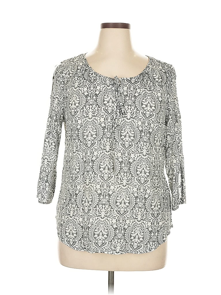 Fred David Gray 3/4 Sleeve Blouse Size XL - 36% off | ThredUp