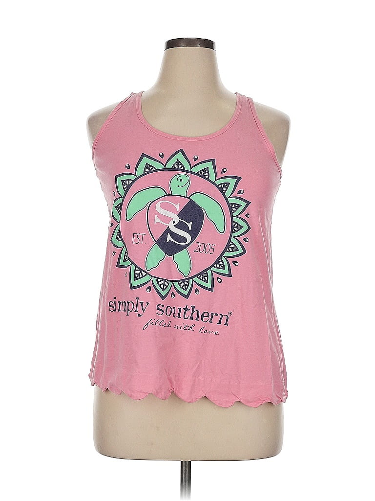 Simply Southern 100% Cotton Pink Tank Top Size XL - 46% off | ThredUp