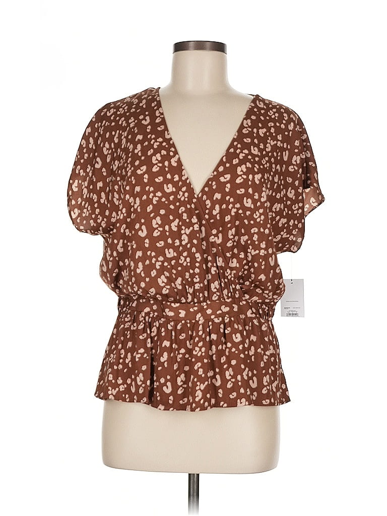 Nine West 100% Polyester Brown Short Sleeve Blouse Size M - 21% off ...