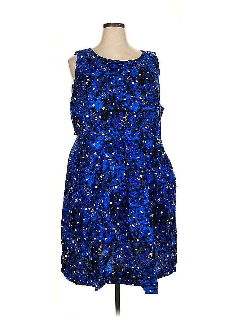Bea & Dot by ModCloth 100% Cotton Stars Blue Cocktail Dress Size 3X ...