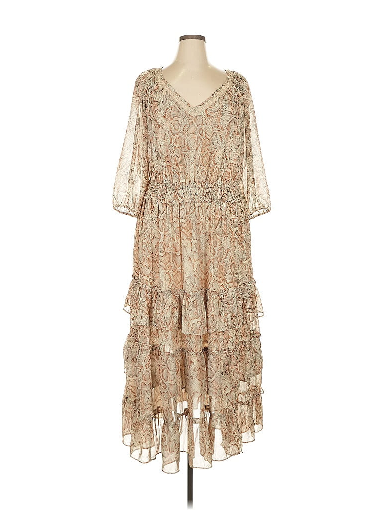 Jessica Simpson 100% Polyester Paisley Tan Cocktail Dress Size 1X - 66% ...