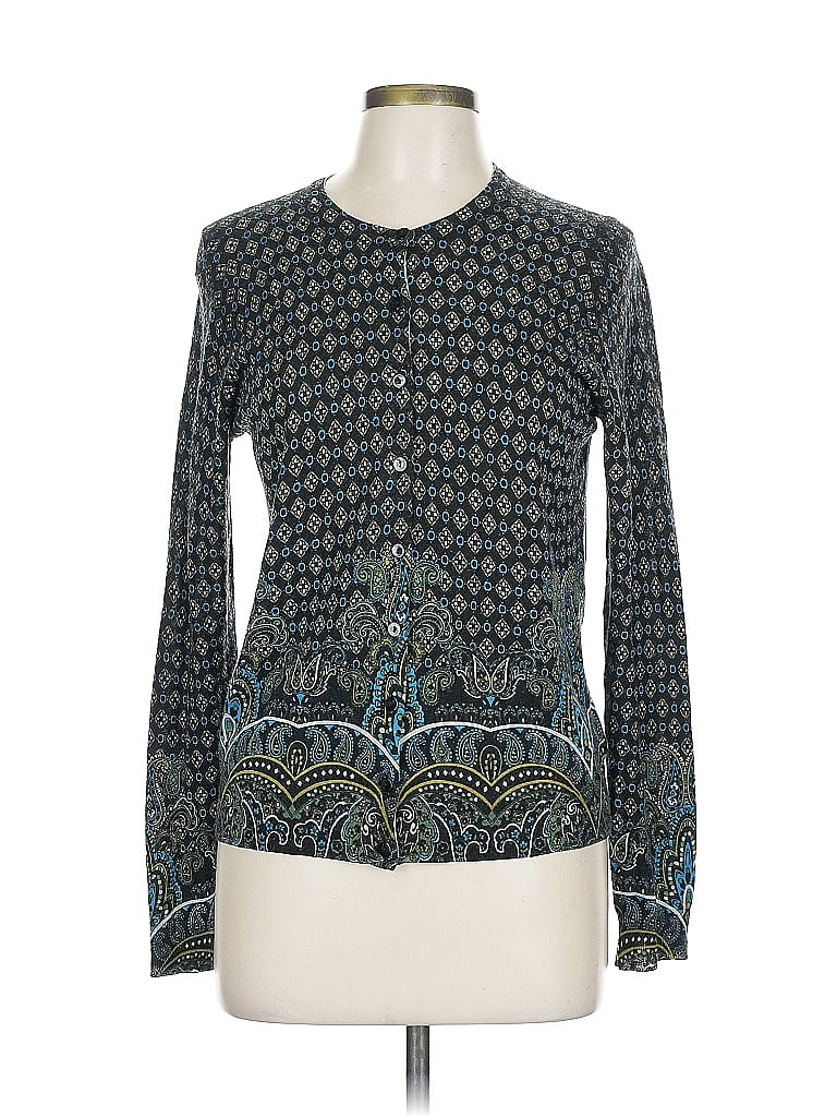 Kate Hill 100% Merino Paisley Blue Wool Cardigan Size L - 61% off | ThredUp