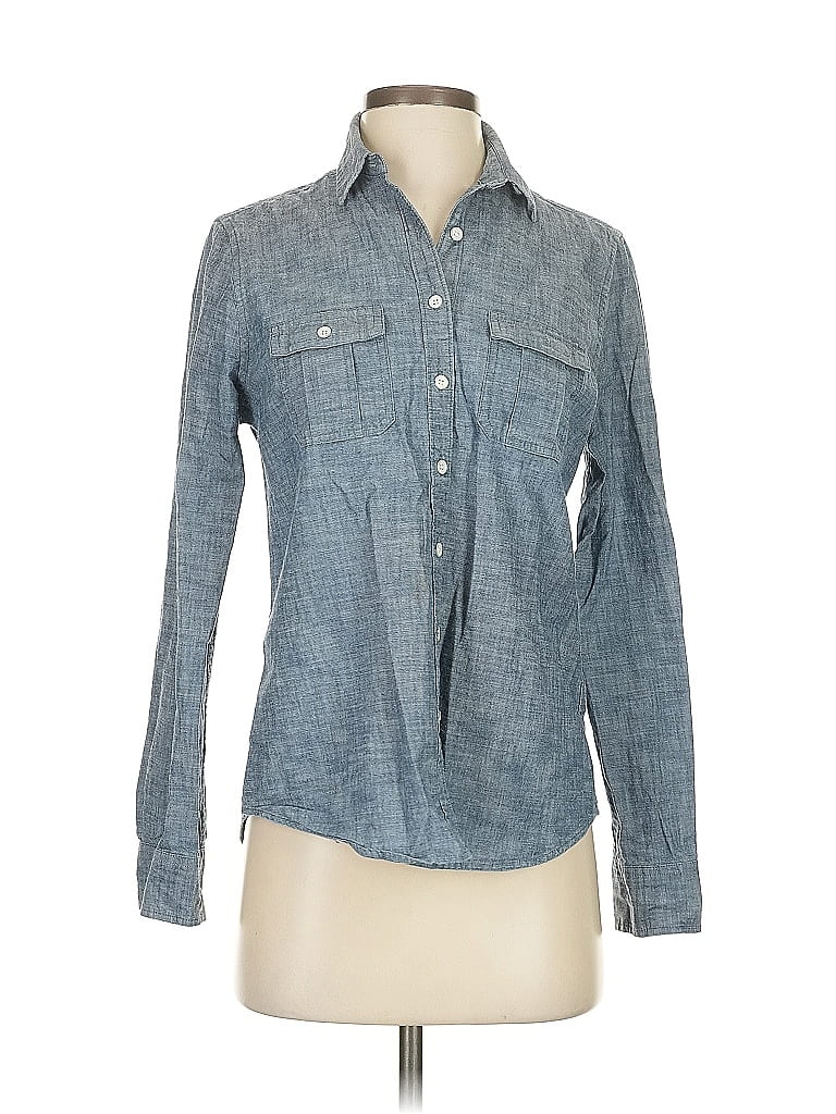 Canvas 100% Cotton Blue Long Sleeve Button-Down Shirt Size S - 54% off | ThredUp