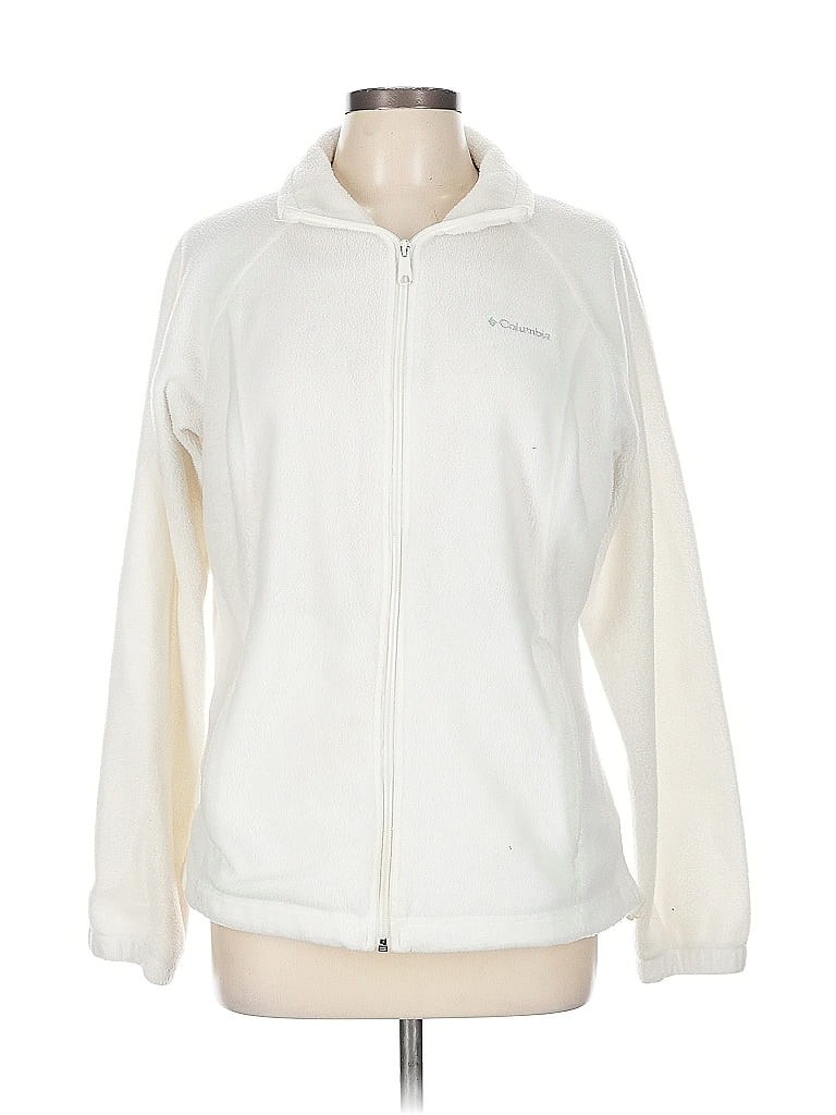 Columbia 100% Polyester White Fleece Size L - 56% off | ThredUp
