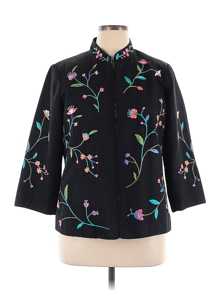 DressBarn 100% Silk Floral Black Jacket Size 1X - 48% off | ThredUp